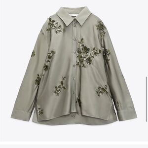 Zara | Tops | Zara Set Sequin Satin Effect Shirt And Pants | Poshmark